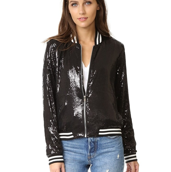 Boutique | Jackets & Coats | New Sparkling Black Sequin Bomber Jacket | Poshmark